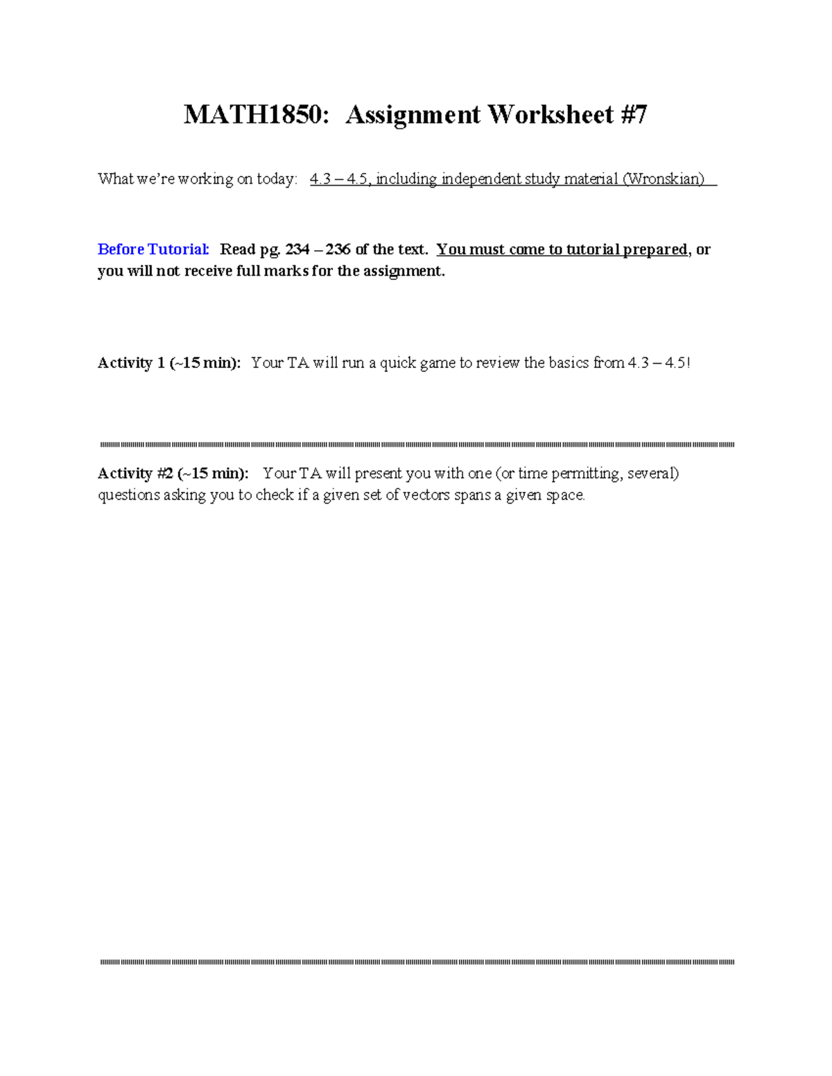 Tutorialworksheet 7NEW - MATH1850: Assignment Worksheet What we’re ...