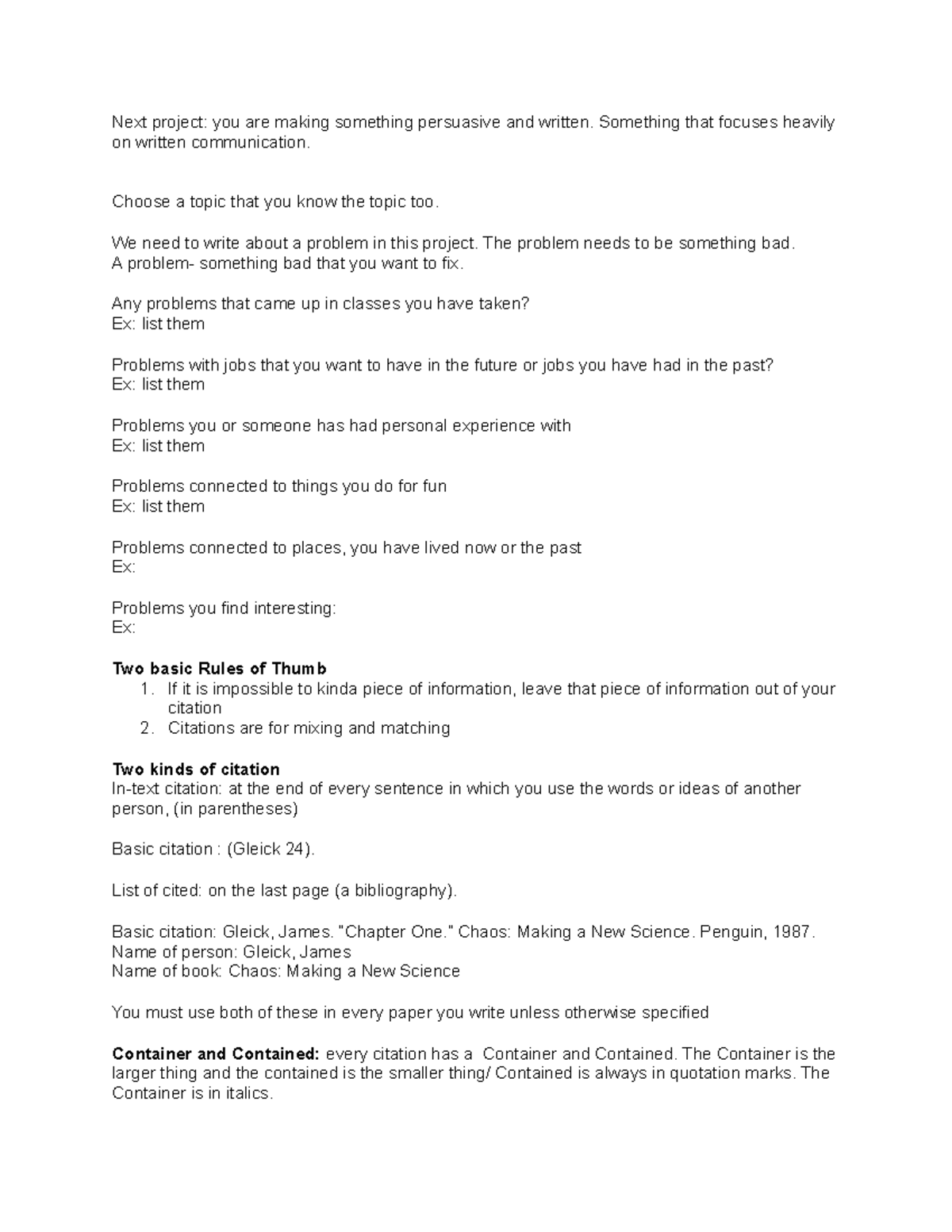 Composition and rhetoric notes 10 - Next project: you are making ...