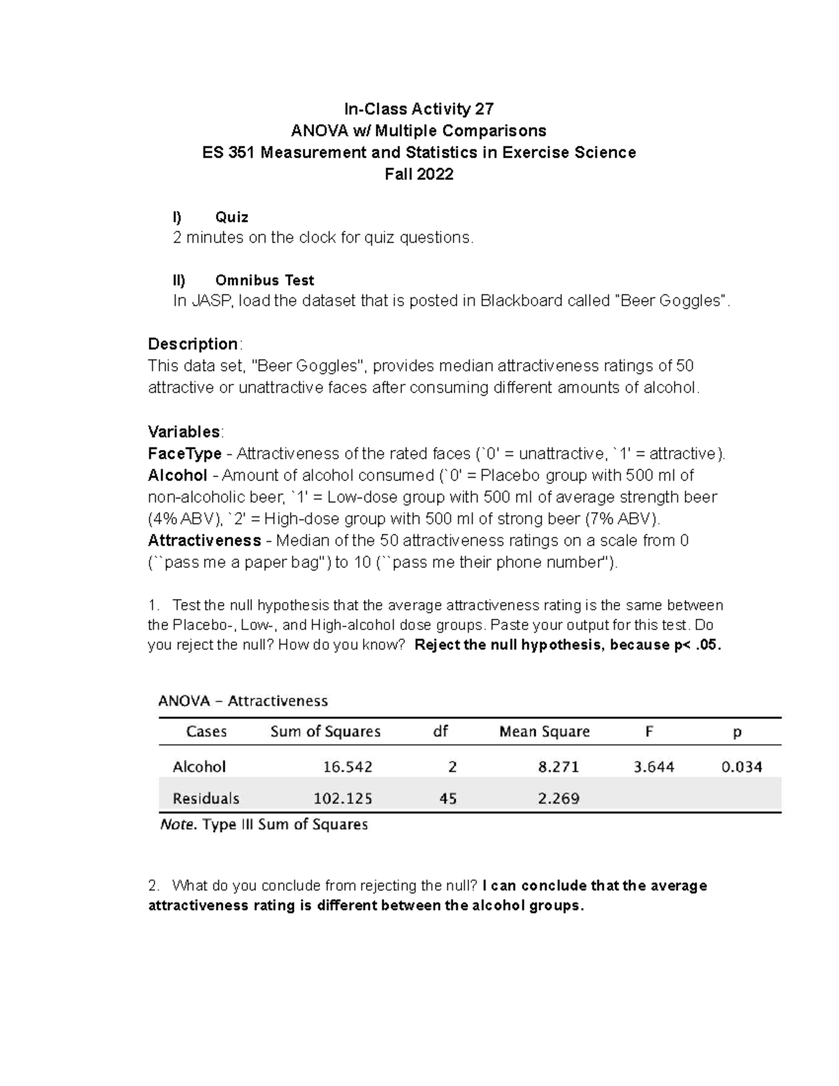 In-Class Activity 27 - in-class #27 for es 351 at ole miss. - In-Class ...
