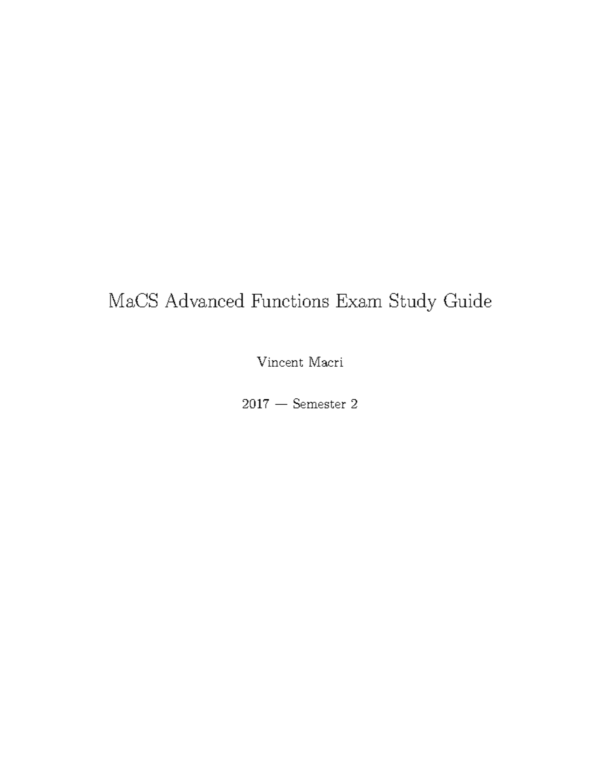 Advanced Functions Study Guide - MaCS Advanced Functions Exam Study ...