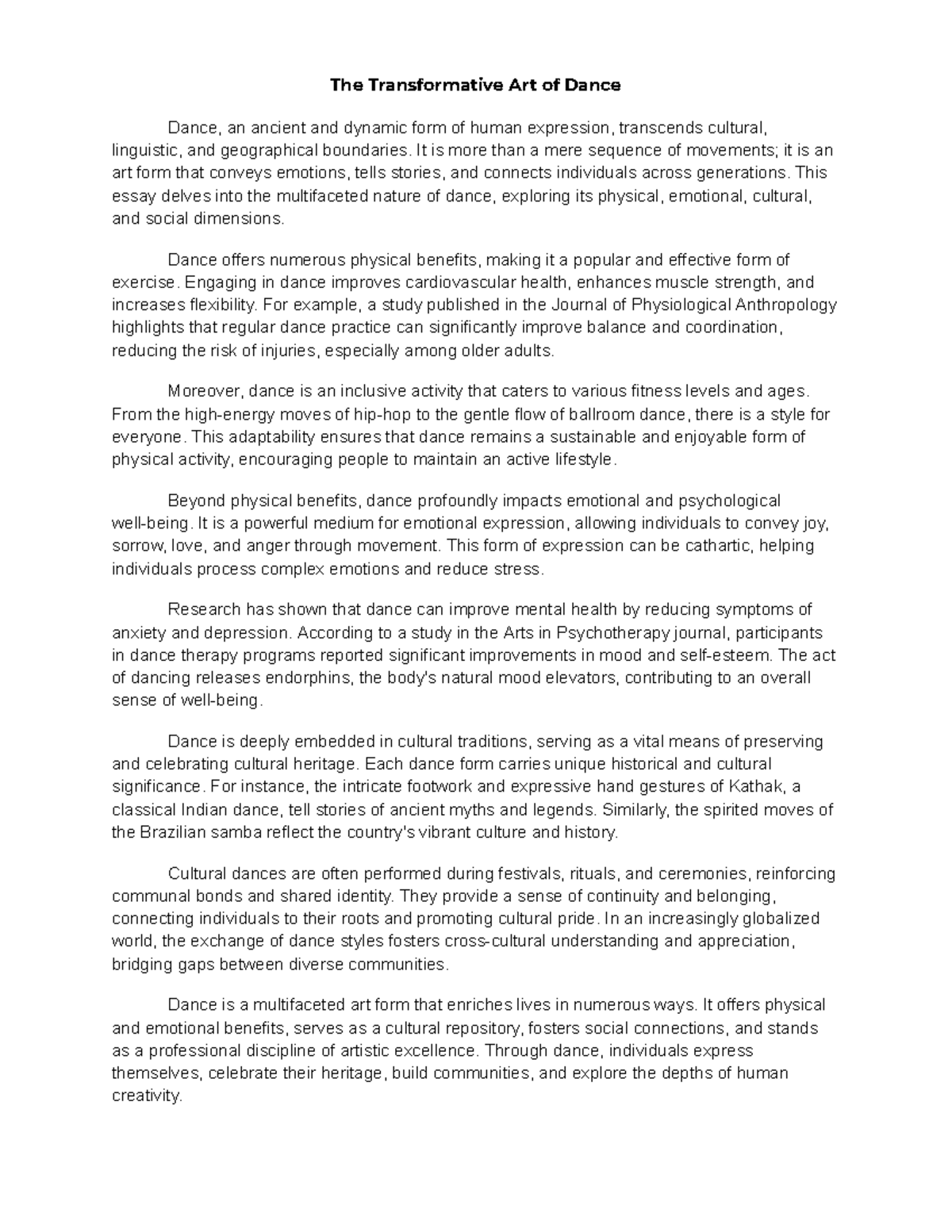 The Transformative Art of Dance - The Transformative Art of Dance Dance ...