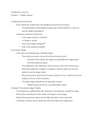 Chapter 1 Notes - Theatre the Lively Art Chapter 1 - Theatre is ...
