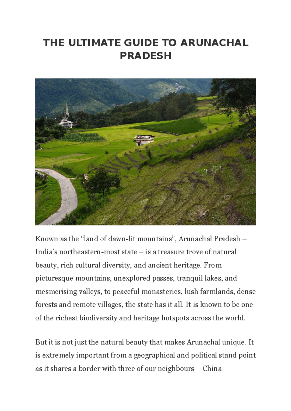 THE Ultimate Guide TO Arunachal Pradesh - Tour Package Design - PU - Studocu
