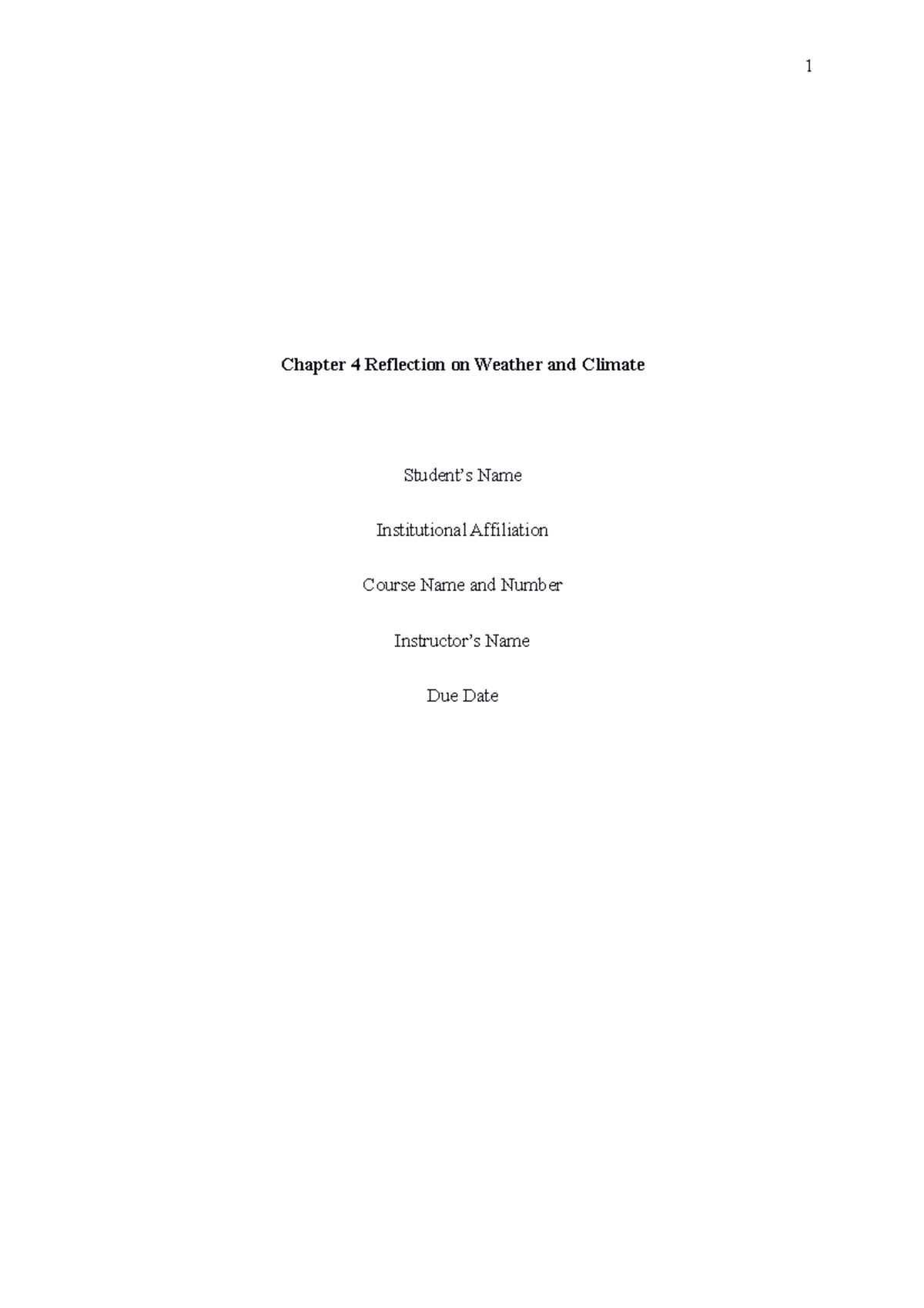 Chapter 4 Reflection on Weather and Climate - Chapter 4 Reflection on ...