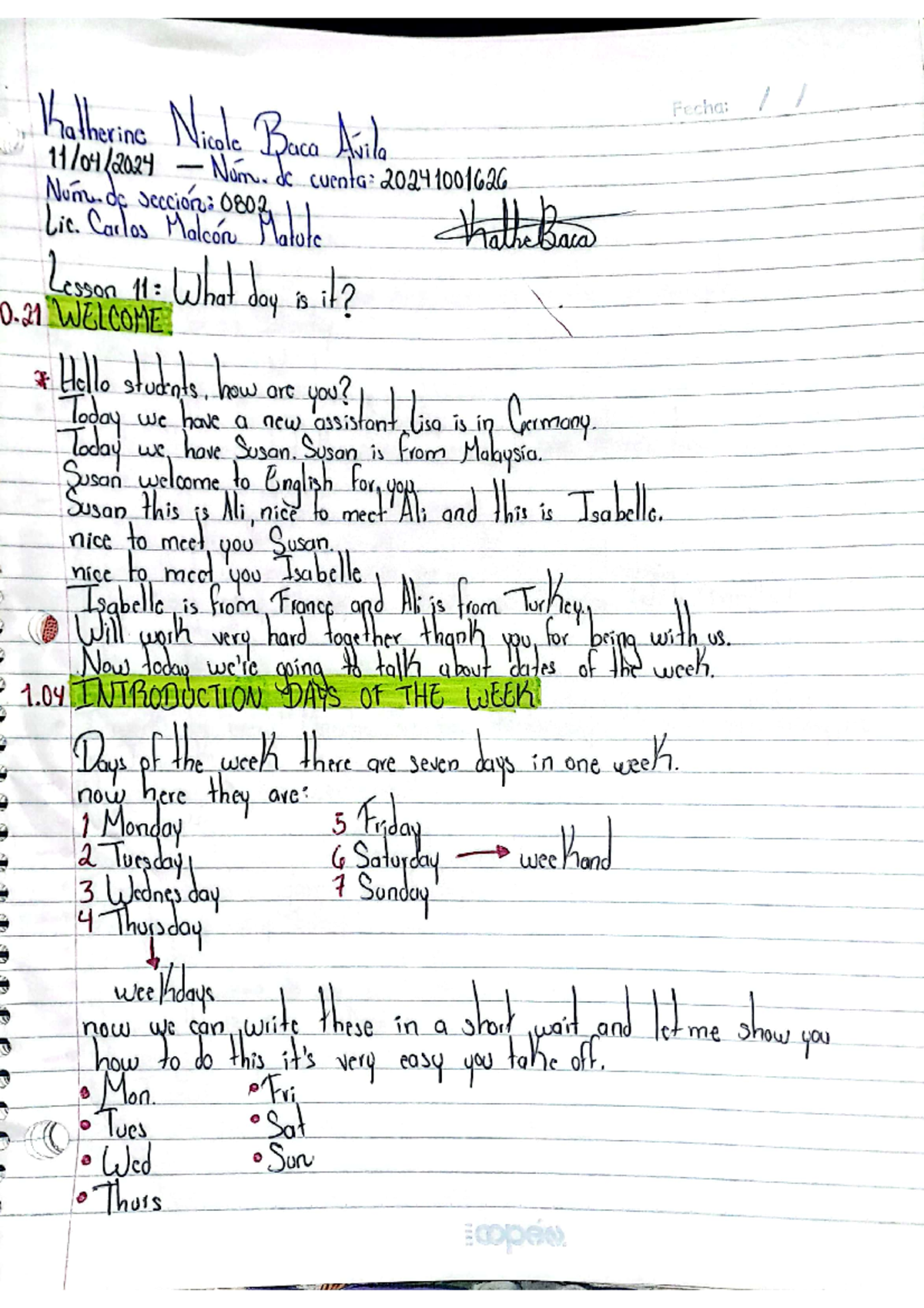 Baca Katherine U3T3a41 - Inglés I - Studocu