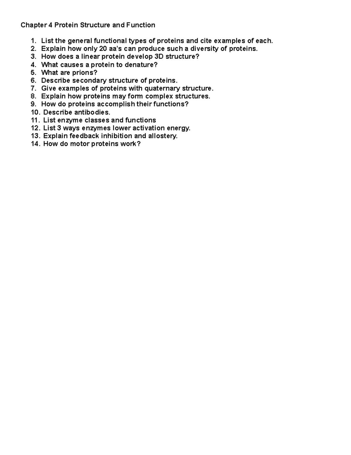 Chapter 4 Protein Structure and Function - Chapter 4 Protein Structure ...