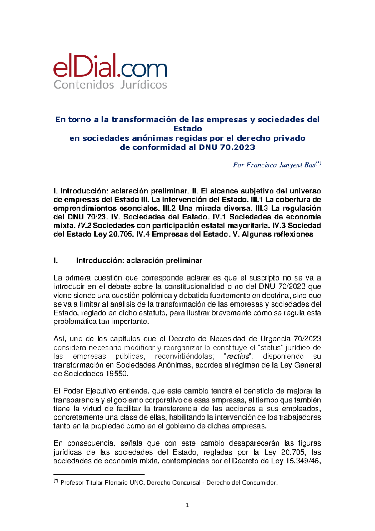 Transformacion de sociedades del estado Junyent Bas - En torno a la ...