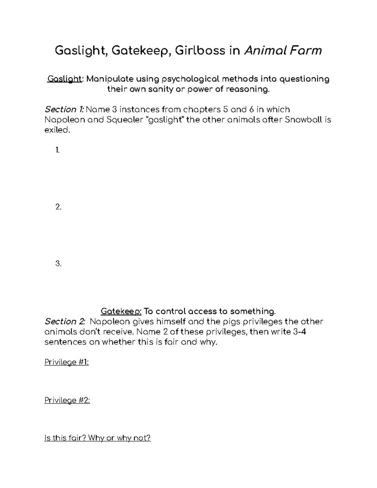 Gaslight, Gatekeep, Girlboss in Animal Farm - Gaslight, Gatekeep ...