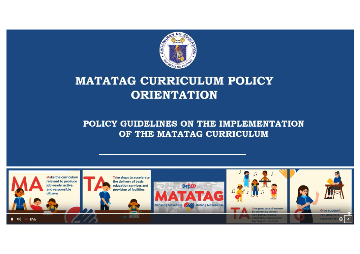 Matatag Policy Orientation - NG DEPARTMENT DEPARTMENT REPUBLINA ...