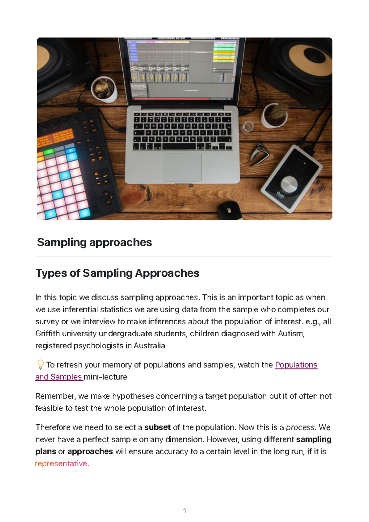 Week 4. Sampling approaches handout - Sampling approaches Types of ...