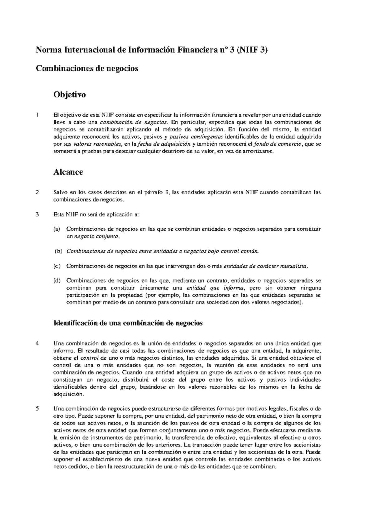 NIIF3 - Norma Internacional Contable NIIF 3 - Norma Internacional de ...