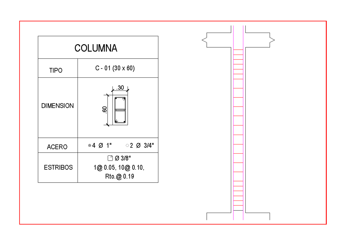 Columna - concreto armado - 4 Ø 1" C - 01 (30 x 60) TIPO DIMENSION ACERO ESTRIBOS Ø 3/8" - Studocu