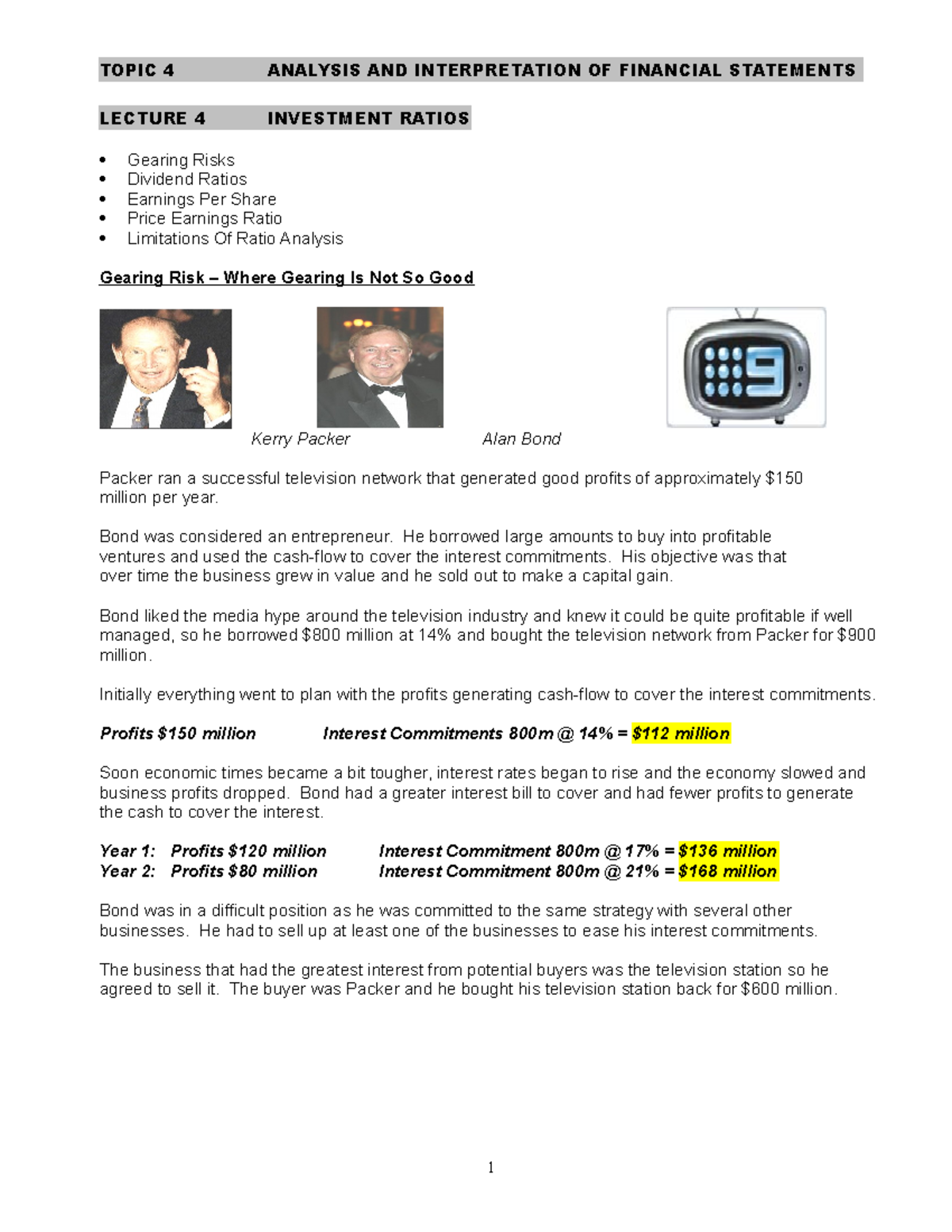 Topic 4 Lecture 4 - good - TOPIC 4 ANALYSIS AND INTERPRETATION OF ...