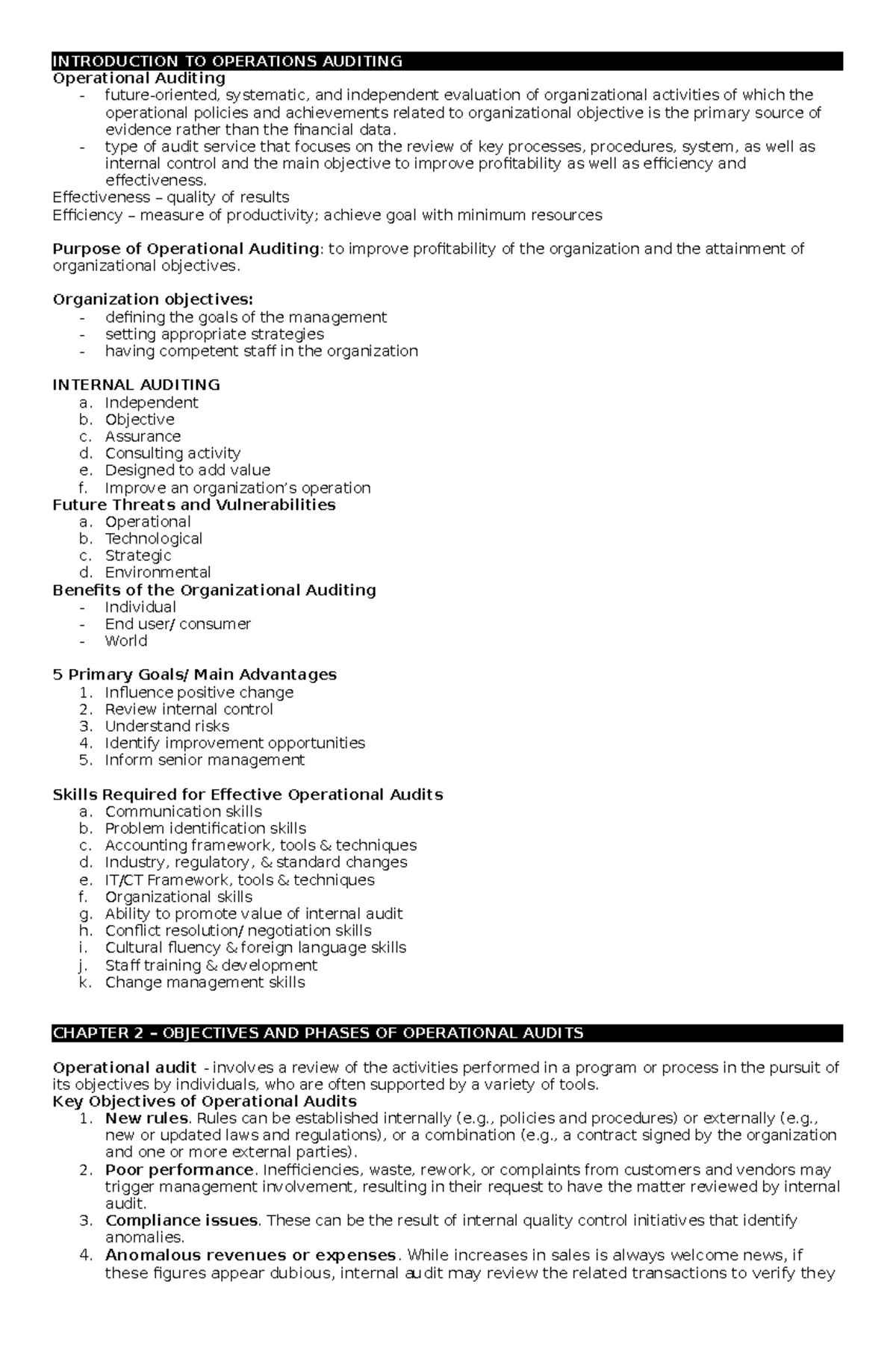 Introduction to Operations Auditing - INTRODUCTION TO OPERATIONS AUDITING Operational Auditing ...