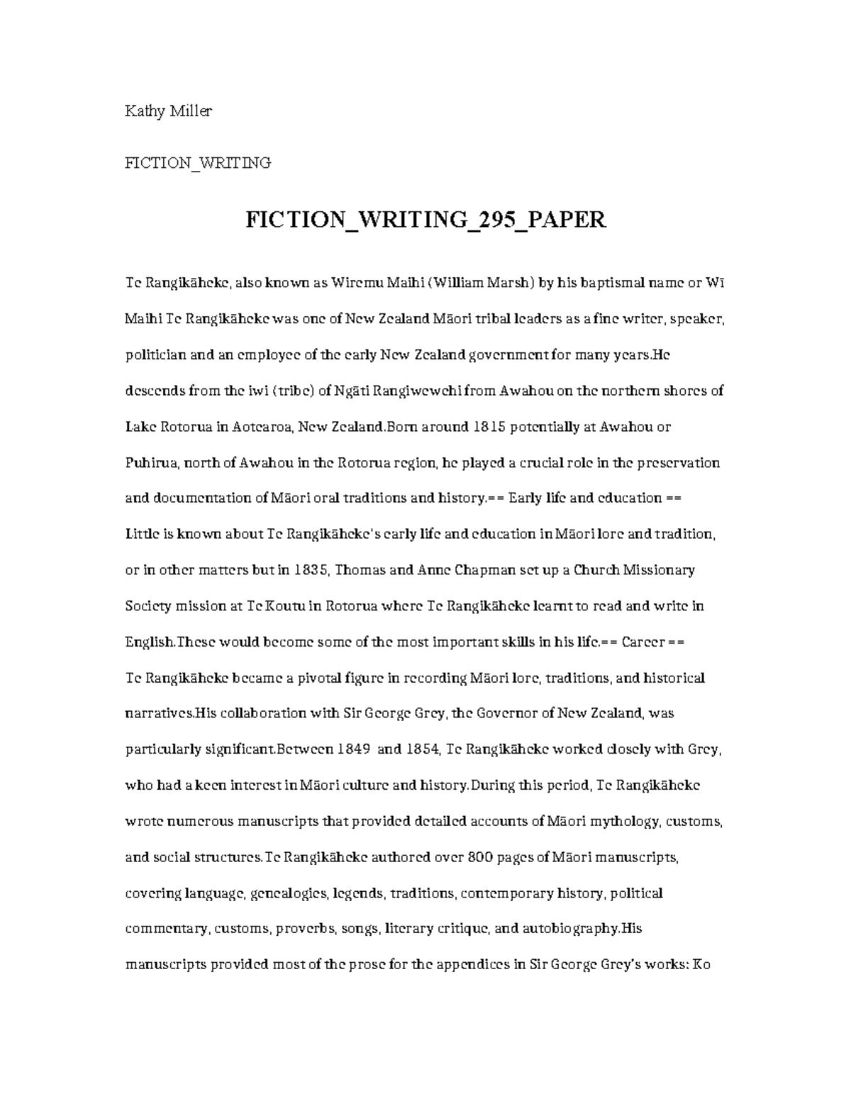 Fiction Writing 295 Paper - Kathy Miller FICTION_WRITING FICTION ...