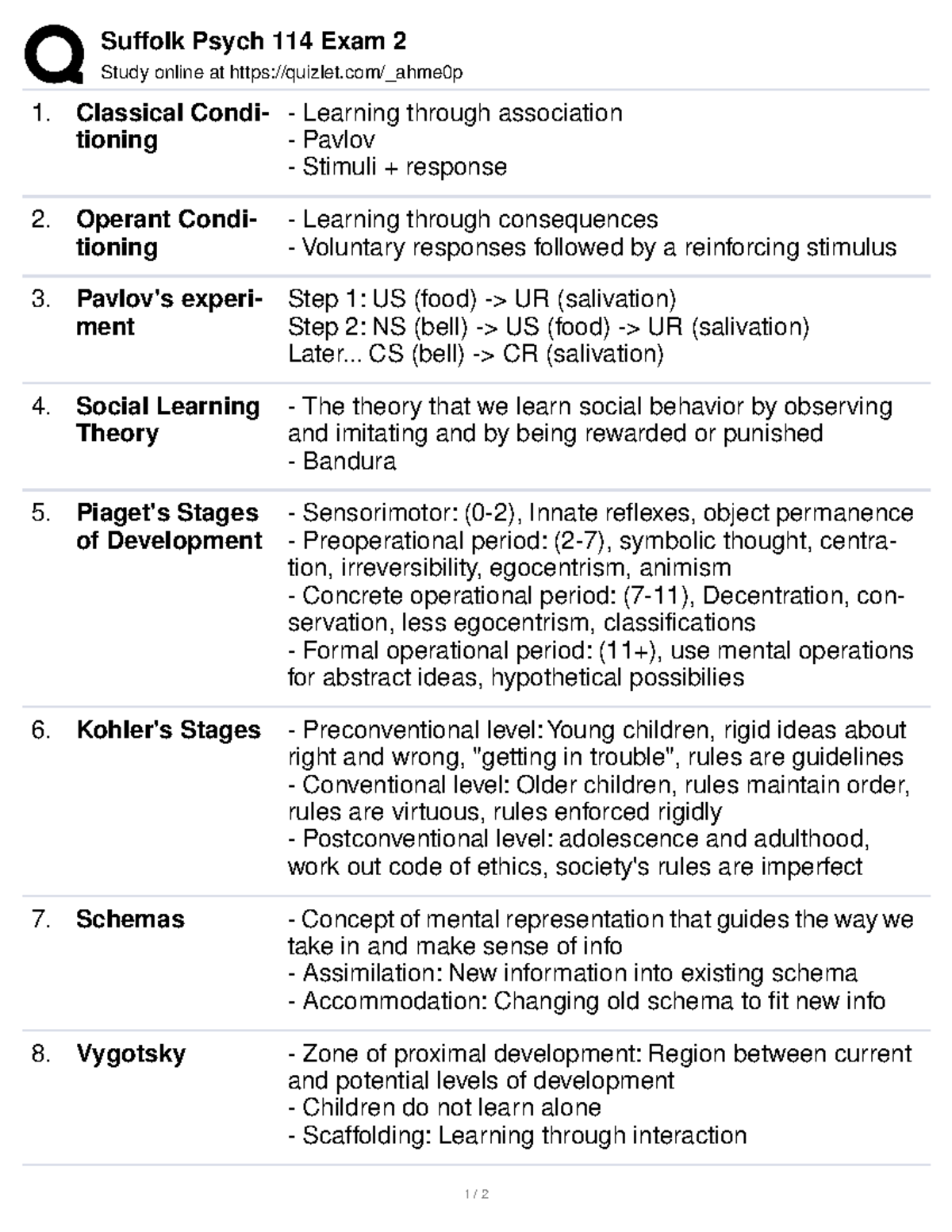 Psych 114 Exam 3 - Suffolk Psych 114 Exam 2 Study online at quizlet ...