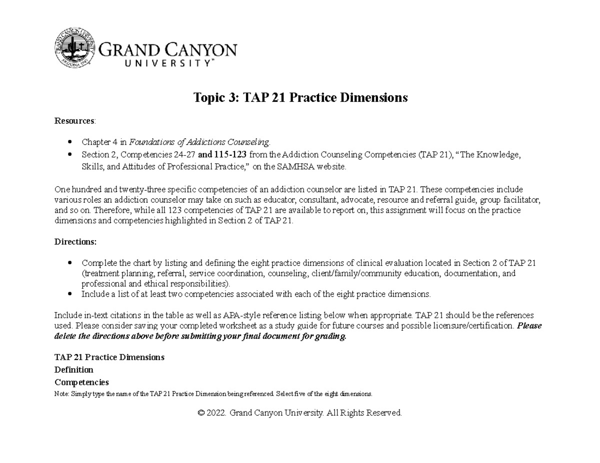 CT PCN-100-RS-T3-TAP21Practice Dimensions - Topic 3: TAP 21 Practice Dimensions Resources ...