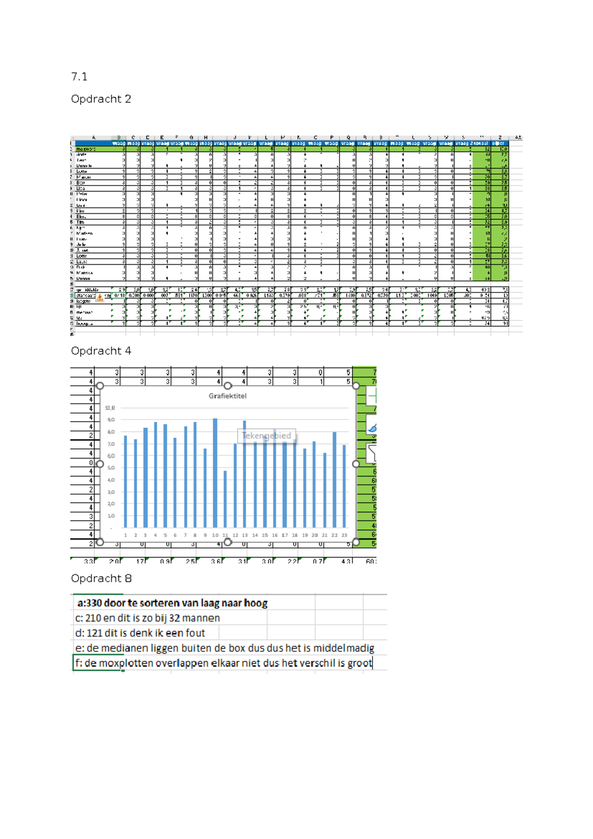 Wiskunde opdrachten excel - Opdracht Opdracht Opdracht B: G: 7 ...