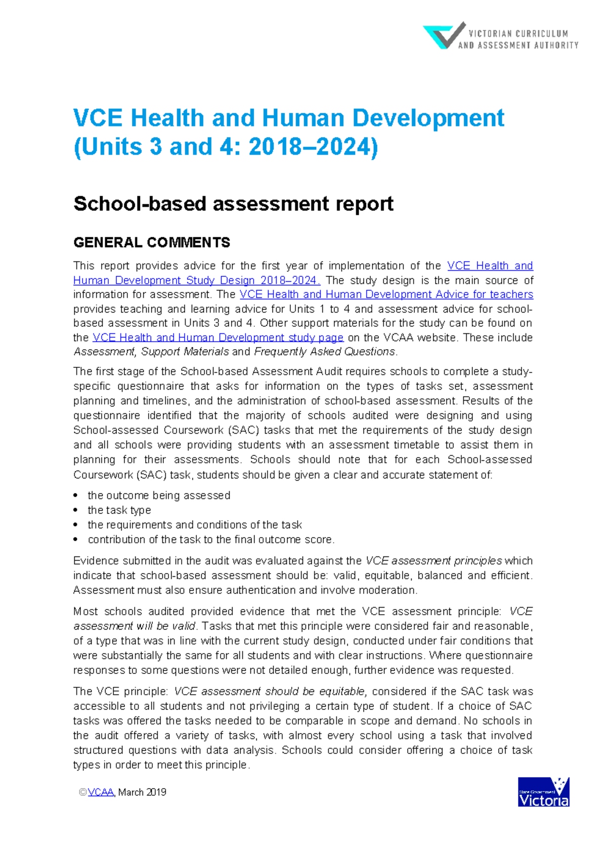 Units 3-4 SBA Report Health Human Development 2018 - VCE Health and ...