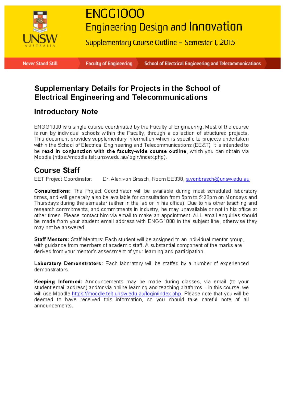 Electrcial and Telecommunication Outline - Supplementary Details for ...