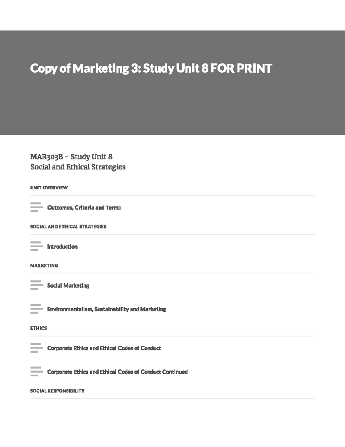 Marketing 3 Study Unit 8 - MARKETING 3 (MAR303) - Studocu