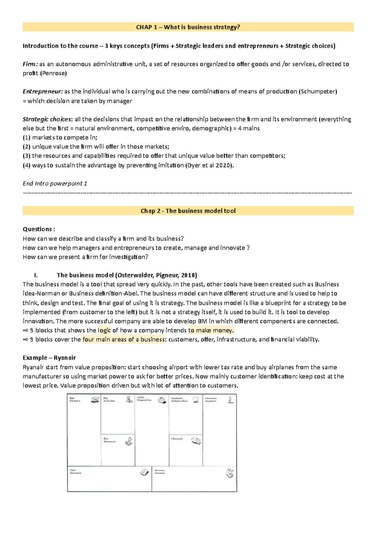 Business strategy exam - CHAP 1 – What is business strategy ...