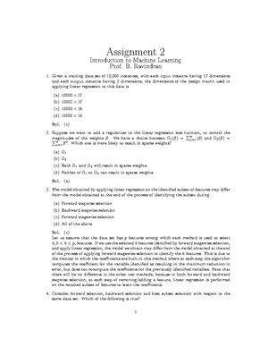 Assignment - 1 - Assignment 1 Introduction to Machine Learning Prof. B. Ravindran Which of the ...