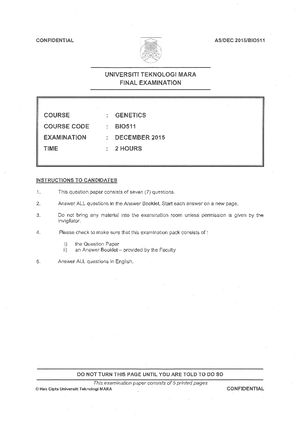 BIO511 LAB Report - LABORATORY MANUAL SUPERVISED BY: FAKULTI SAINS ...