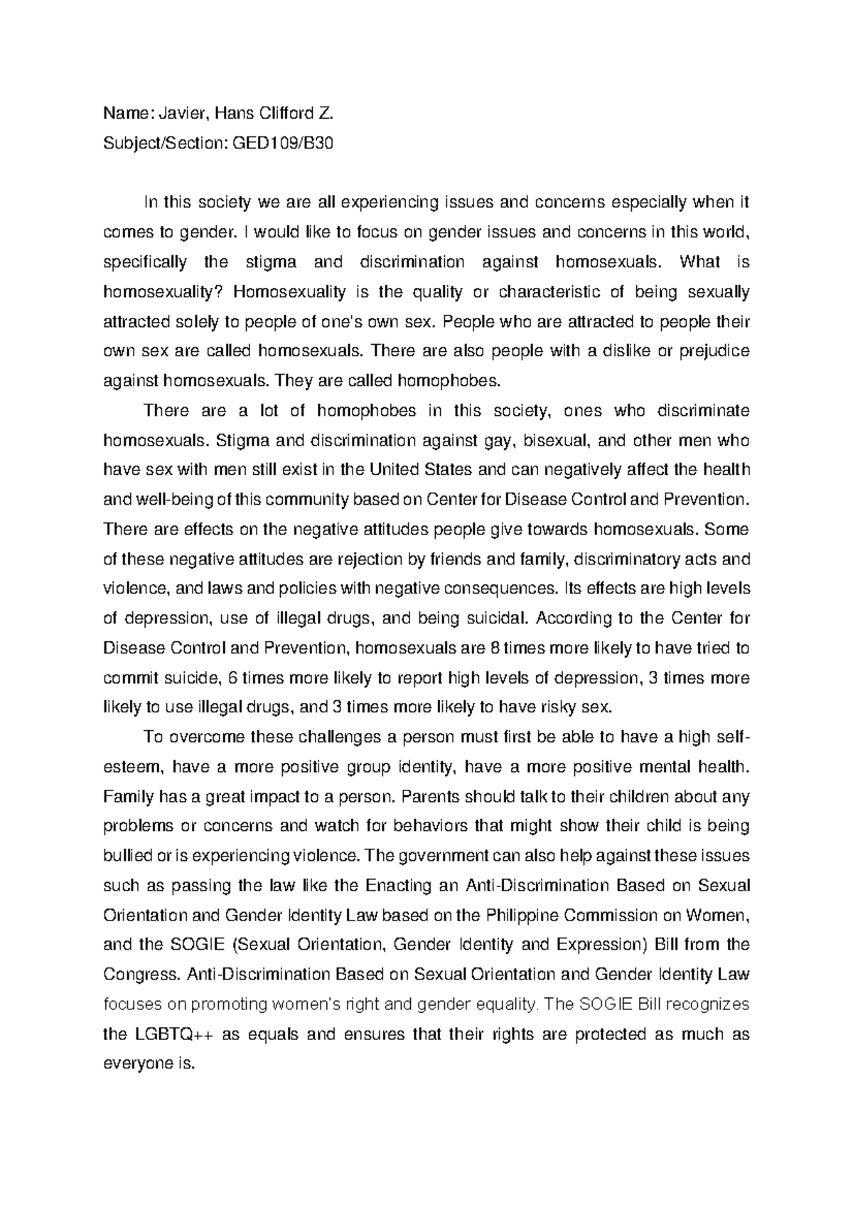 [GED109-B30-Open Letter] Javier, Hans Clifford Z - Name: Javier, Hans ...