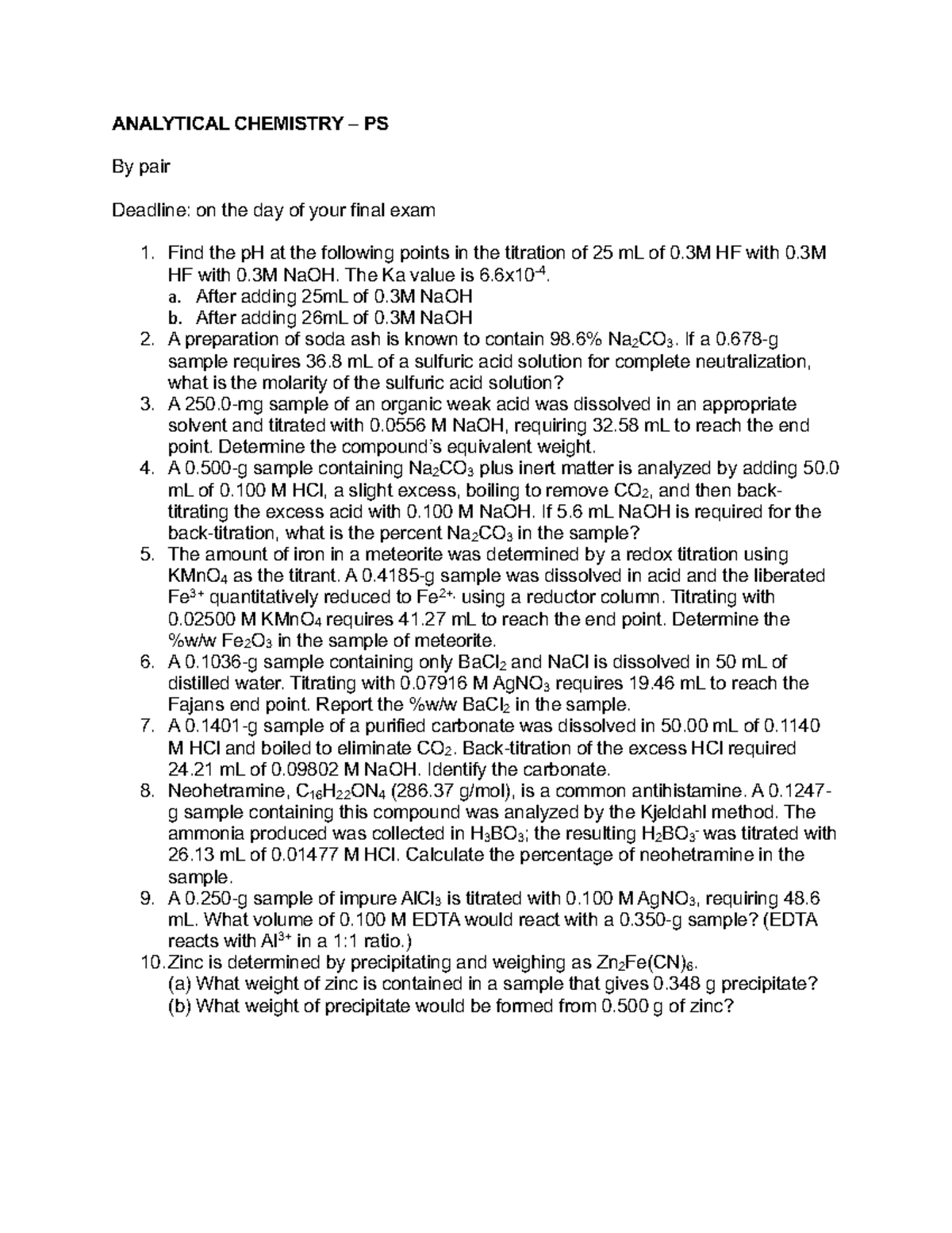 PS Finals Anachem - ANSWER TO THE QUESTIOMS - ANALYTICAL CHEMISTRY – PS ...