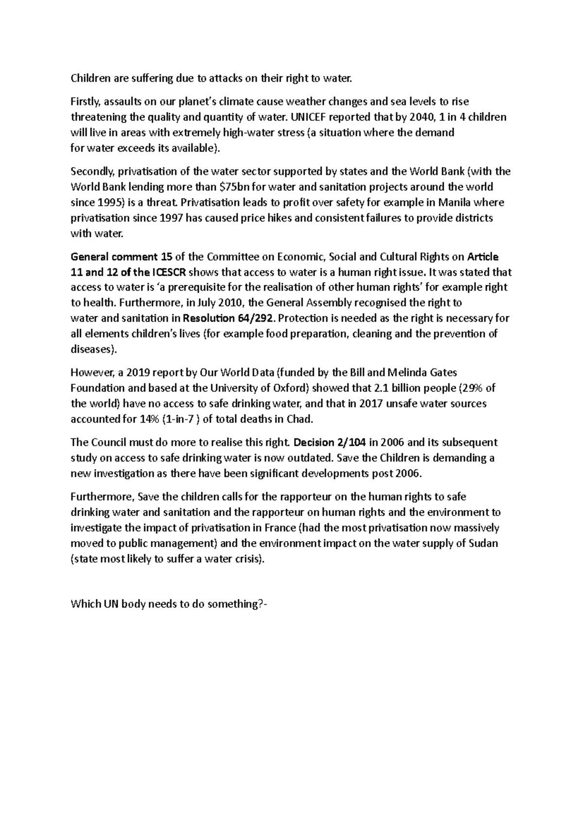 International Human Rights Law Speech - SHU - Studocu