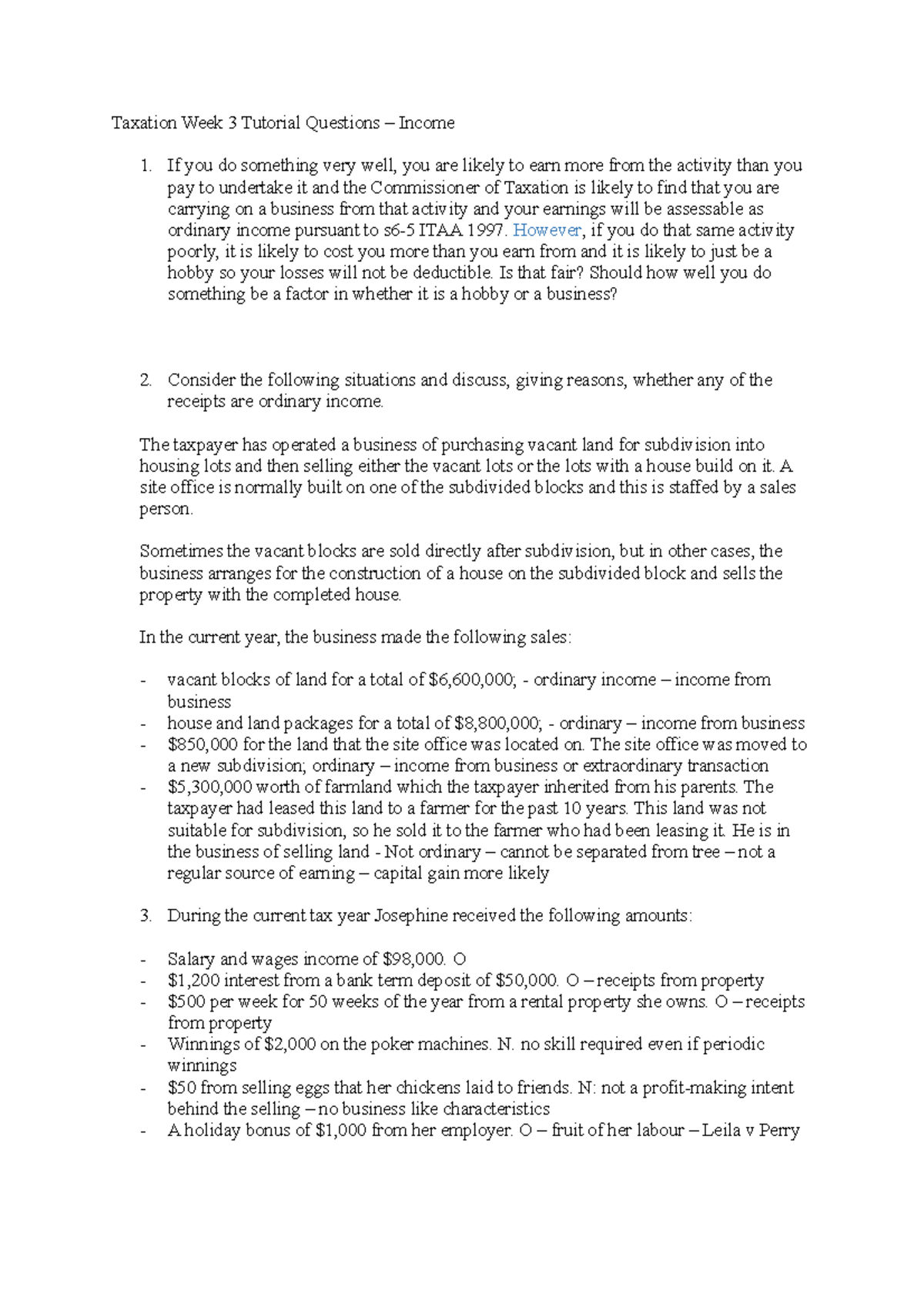 Taxation Week 3 Tutorial Questions - Taxation Week 3 Tutorial Questions ...