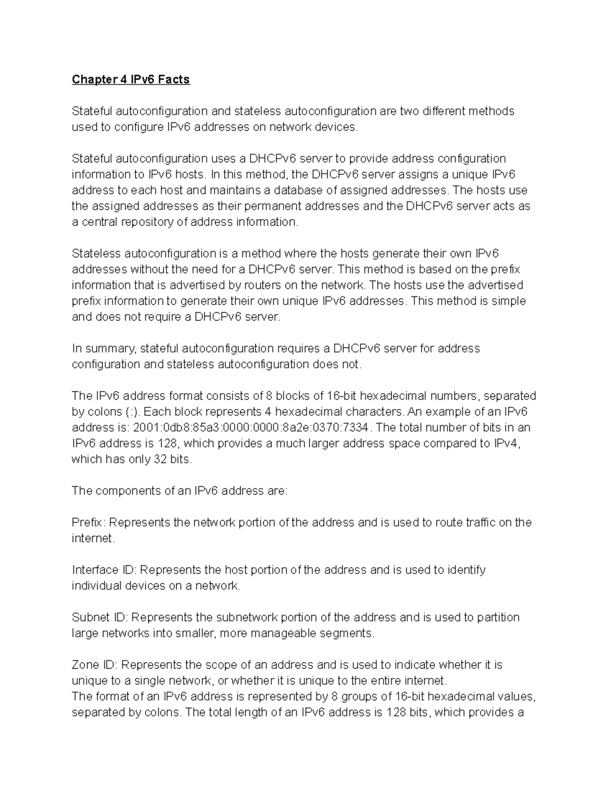Chapter 4 IPv6 Facts - Chapter 4 IPv6 Facts Stateful autoconfiguration ...