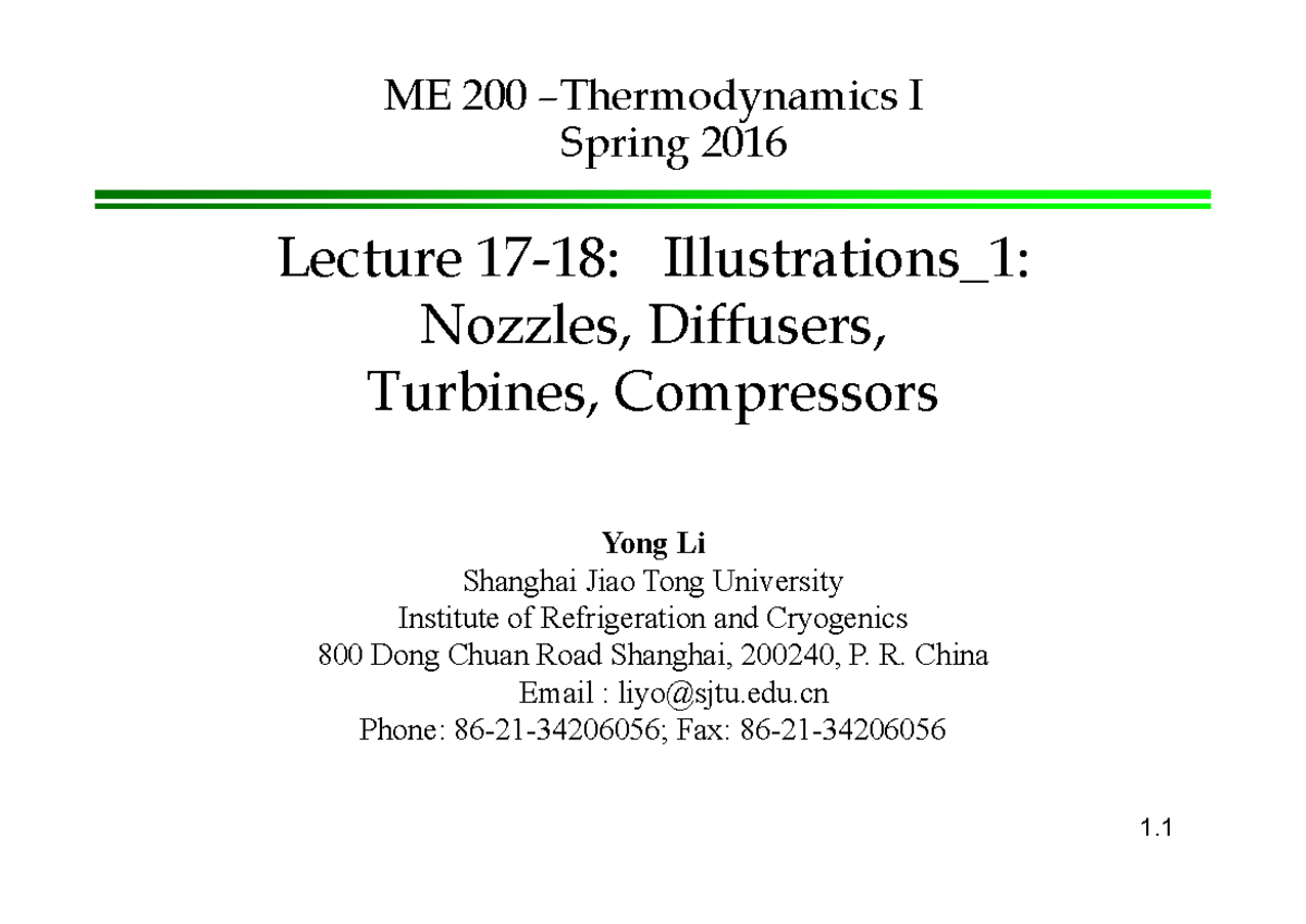 Difusser - ME 200 –Thermodynamics I Spring 2016 Lecture 17-18 ...