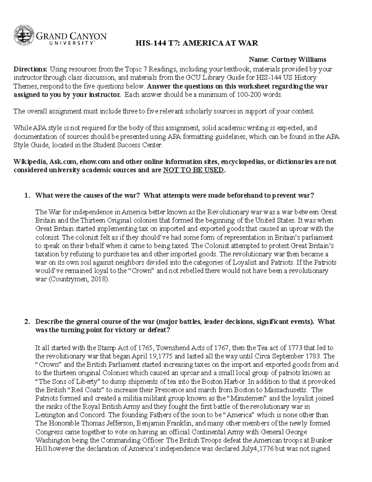 HIS-144-T7.America at War Worksheet Online - HIS-144 T7: AMERICA AT WAR ...