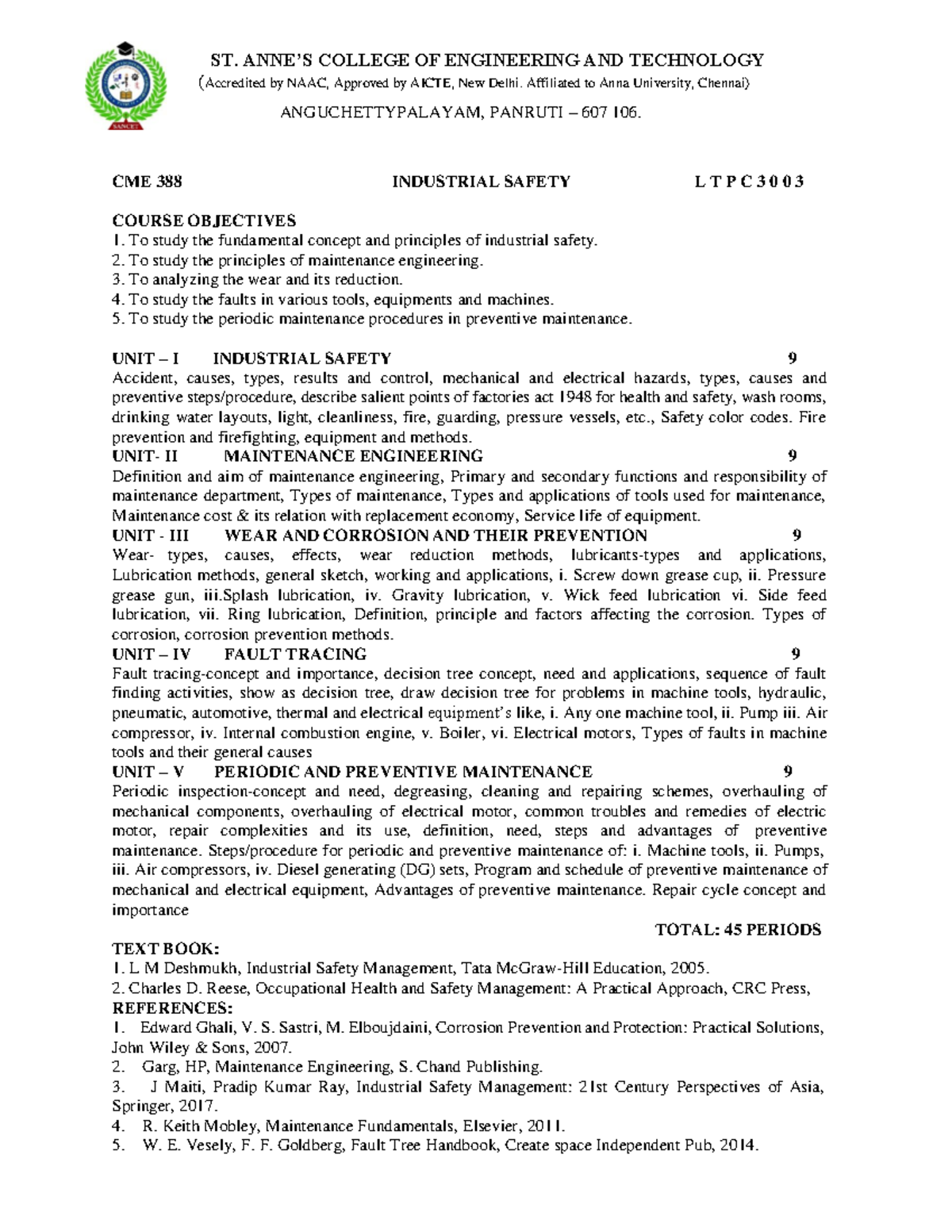 CME388- Industrial Safety-915526762-CME 388 IS Notes - ST. ANNE’S ...