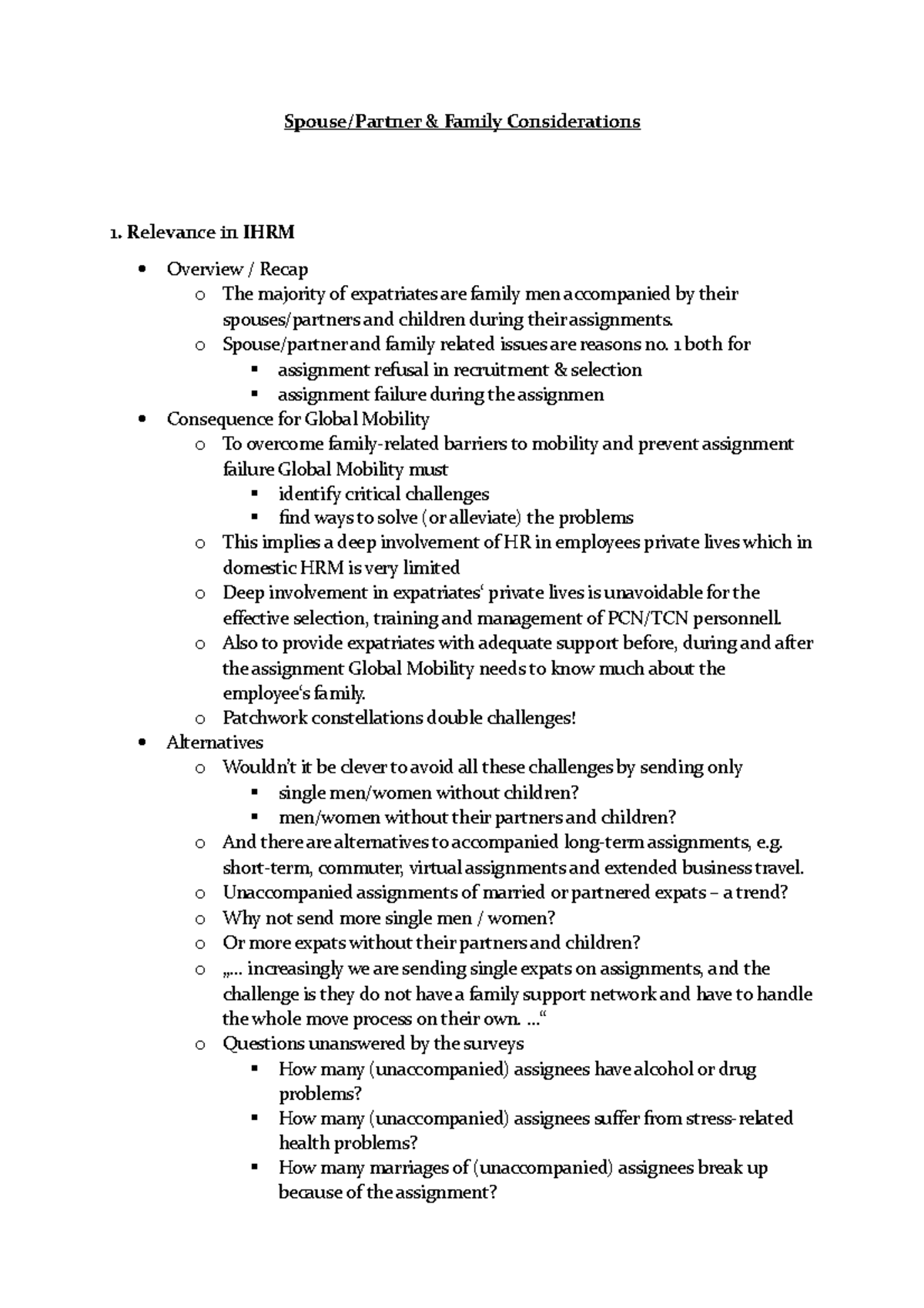 Spouse Partner & Family Considerations - Relevance in IHRM Overview ...