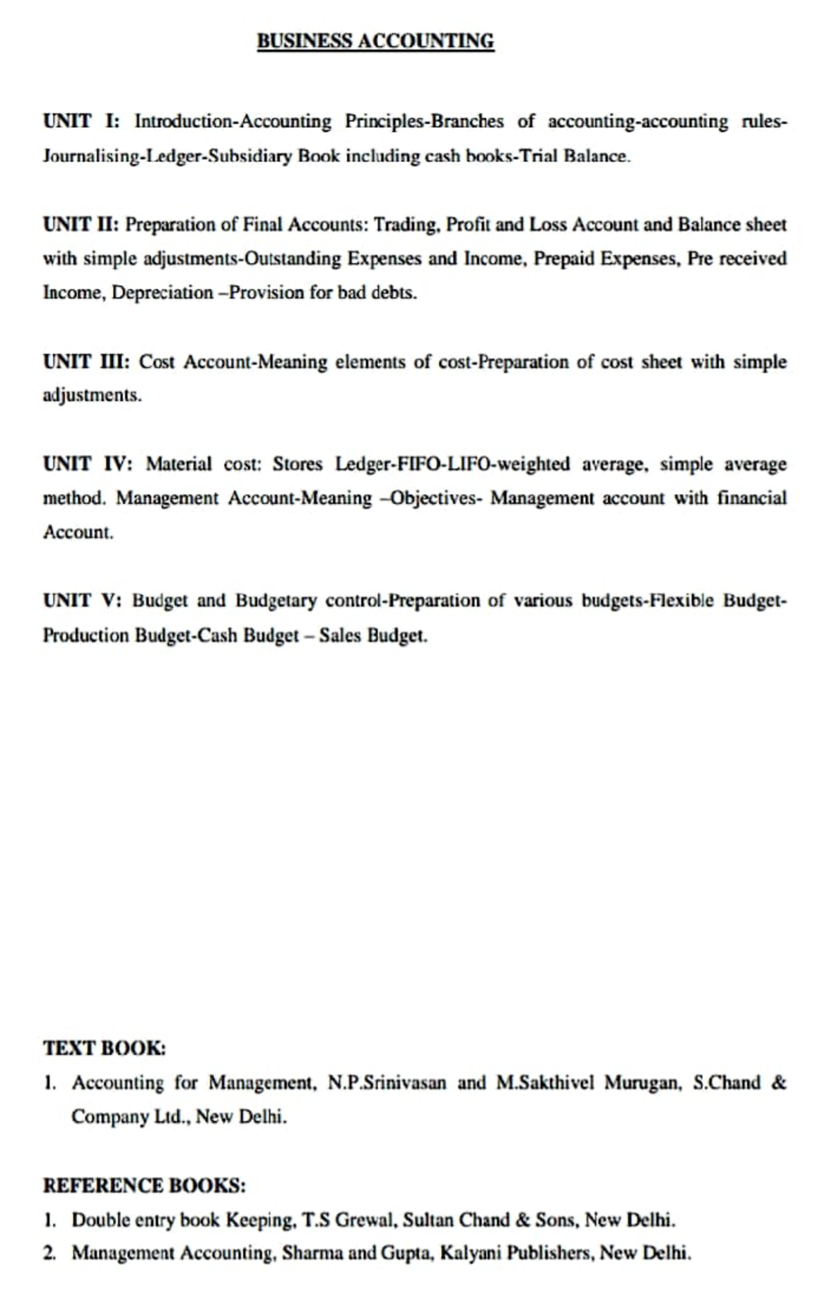 Business Accounting - UNIT I: Introduction-Accounting Principles ...