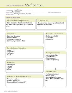 Atenolol - ACTIVE LEARNING TEMPLATES Medication STUDENT NAME