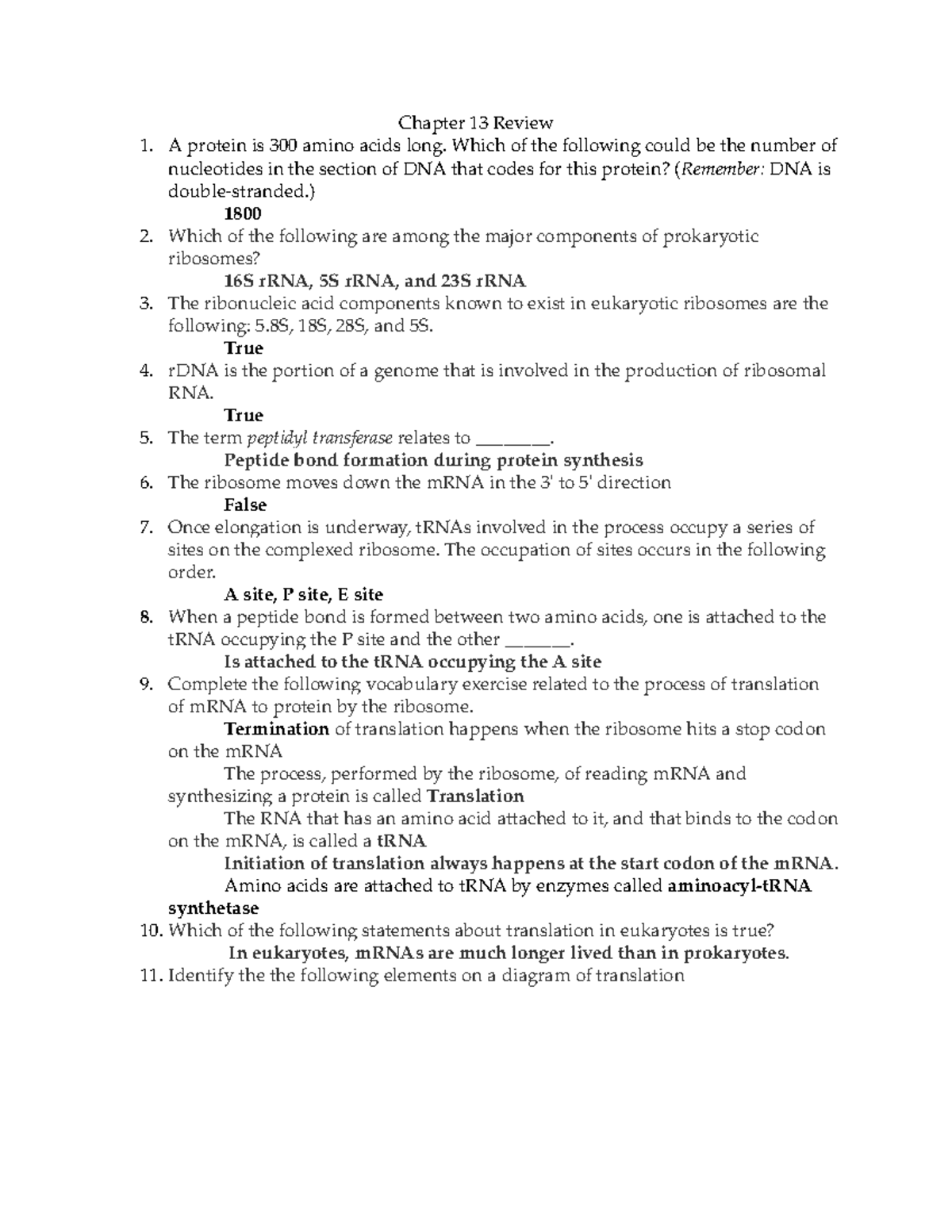 Chapter 13 Review Genetics - Chapter 13 Review A protein is 300 amino ...