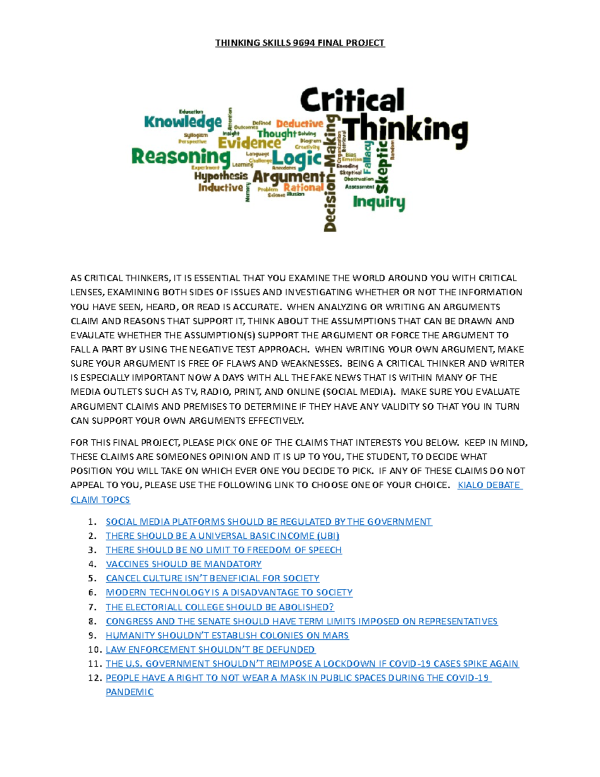 Thinking Skills 9694 Final Project-2 - THINKING SKILLS 9694 FINAL ...