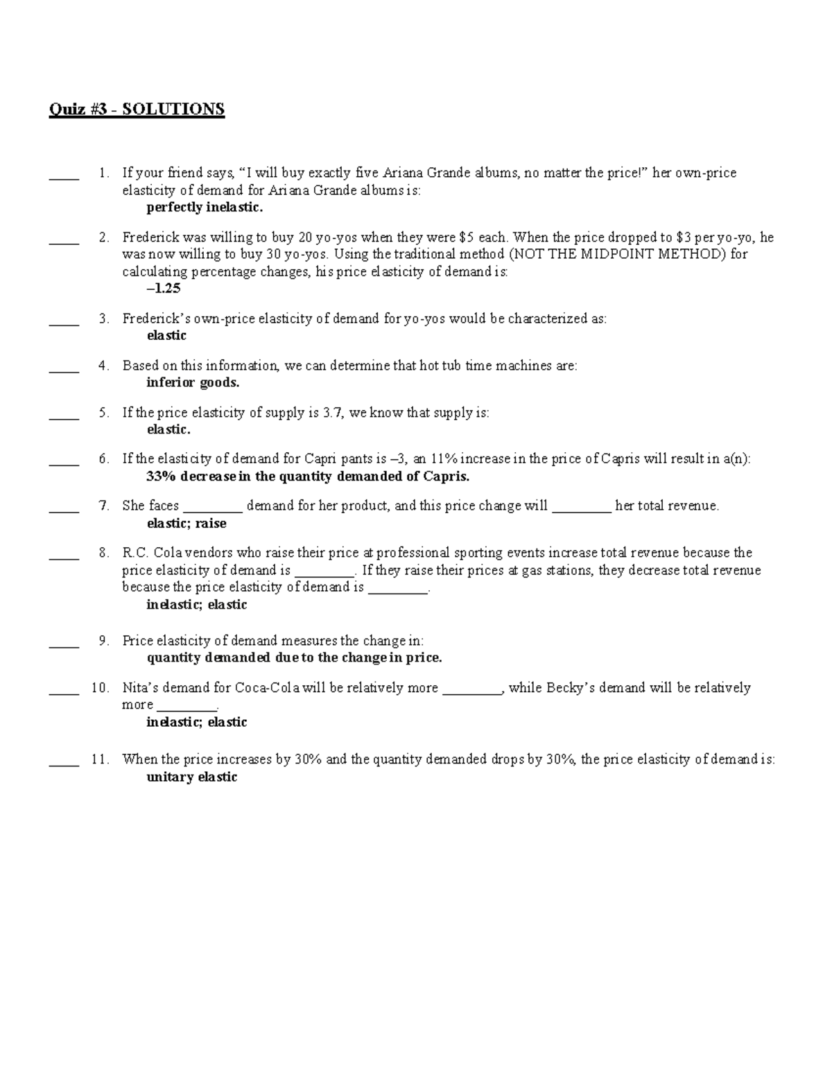 Quiz 3 - solutions - Answer Key - Quiz #3 - SOLUTIONS ____ 1. If your ...