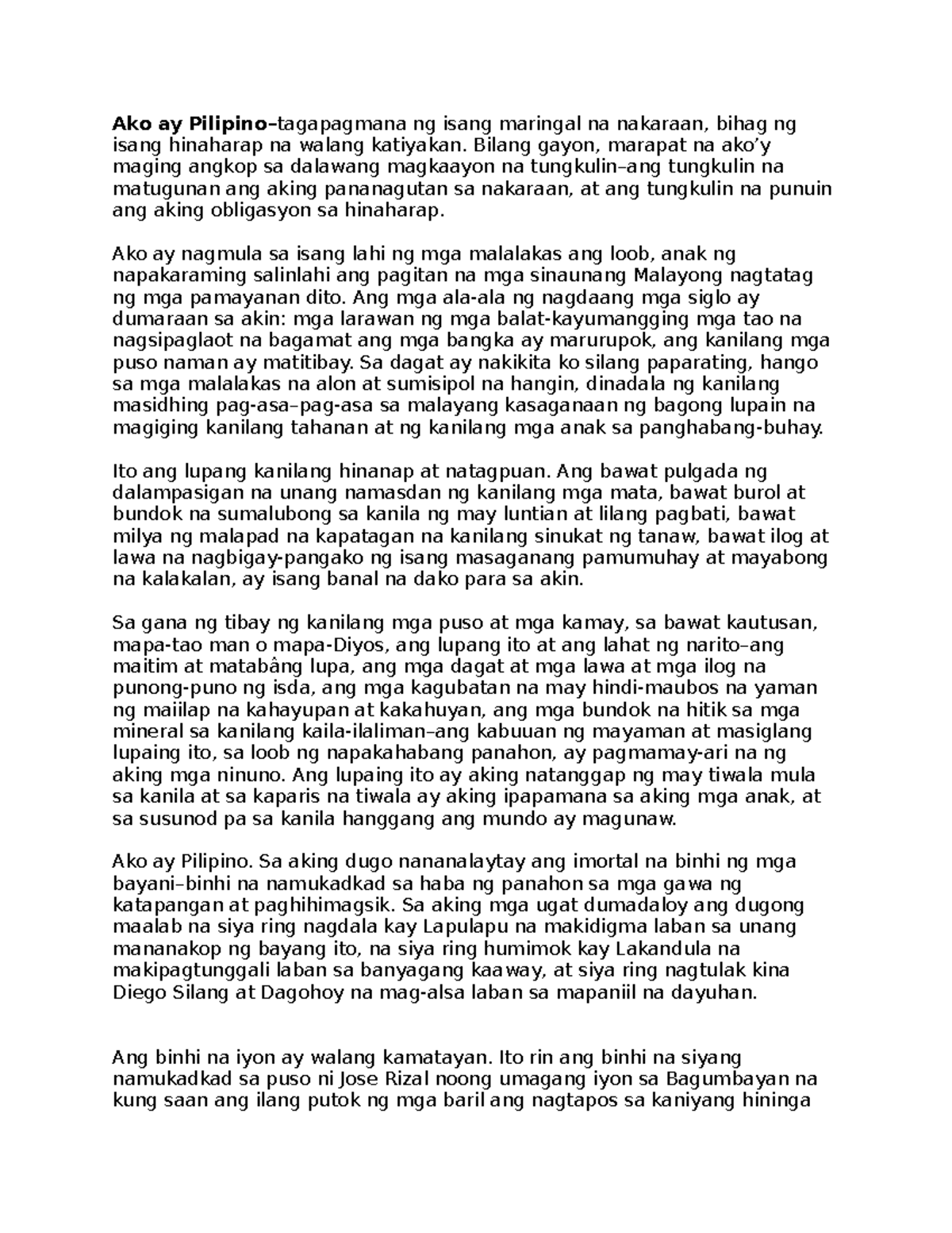 Ako ay Pilipino 2 - piyesa - Ako ay Pilipino–tagapagmana ng isang ...