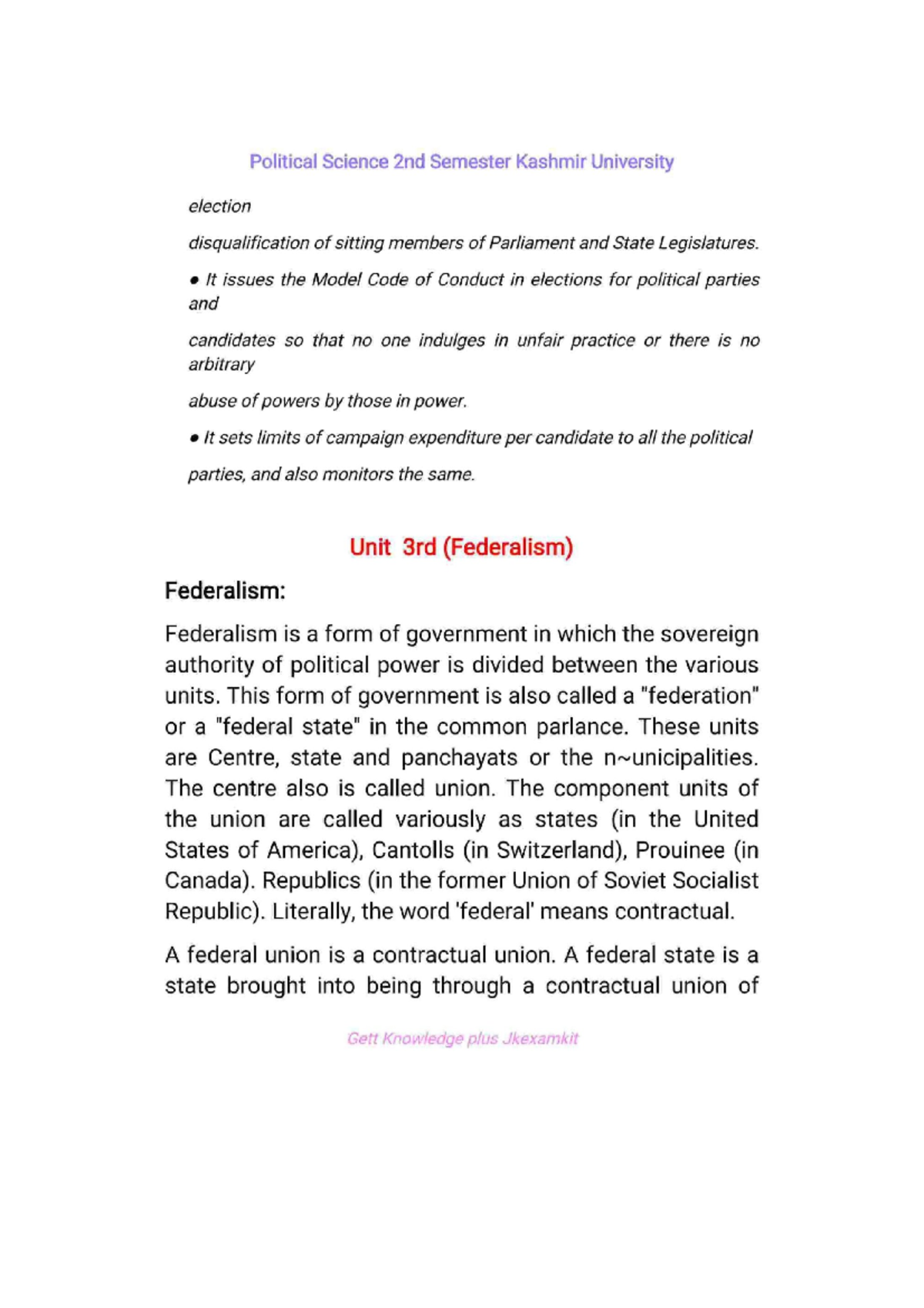 Poltical Science 2ND SEM part 2 - Studocu