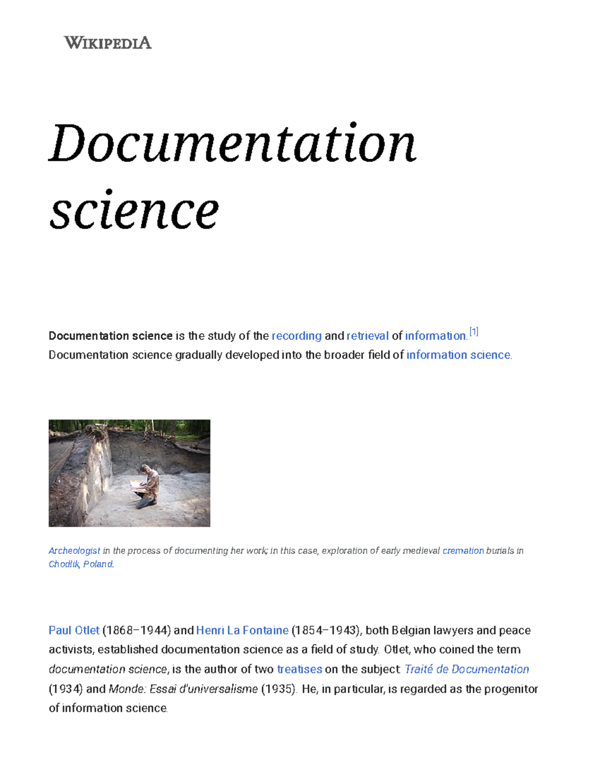 Documentation science - Wikipedia - Documentation science Documentation ...