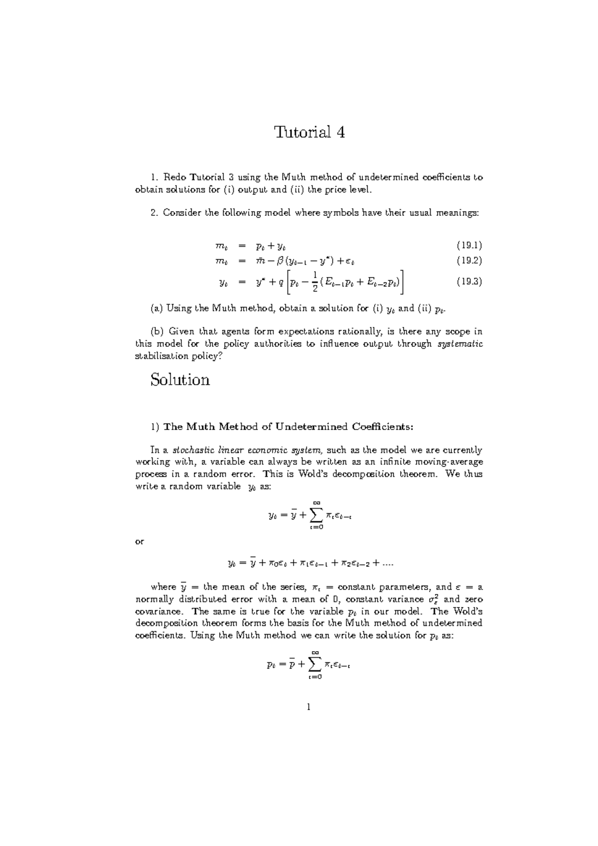 Tutorial 4 Macroeconomics Analysis Solution and Questions - Wxwruldo 41 ...