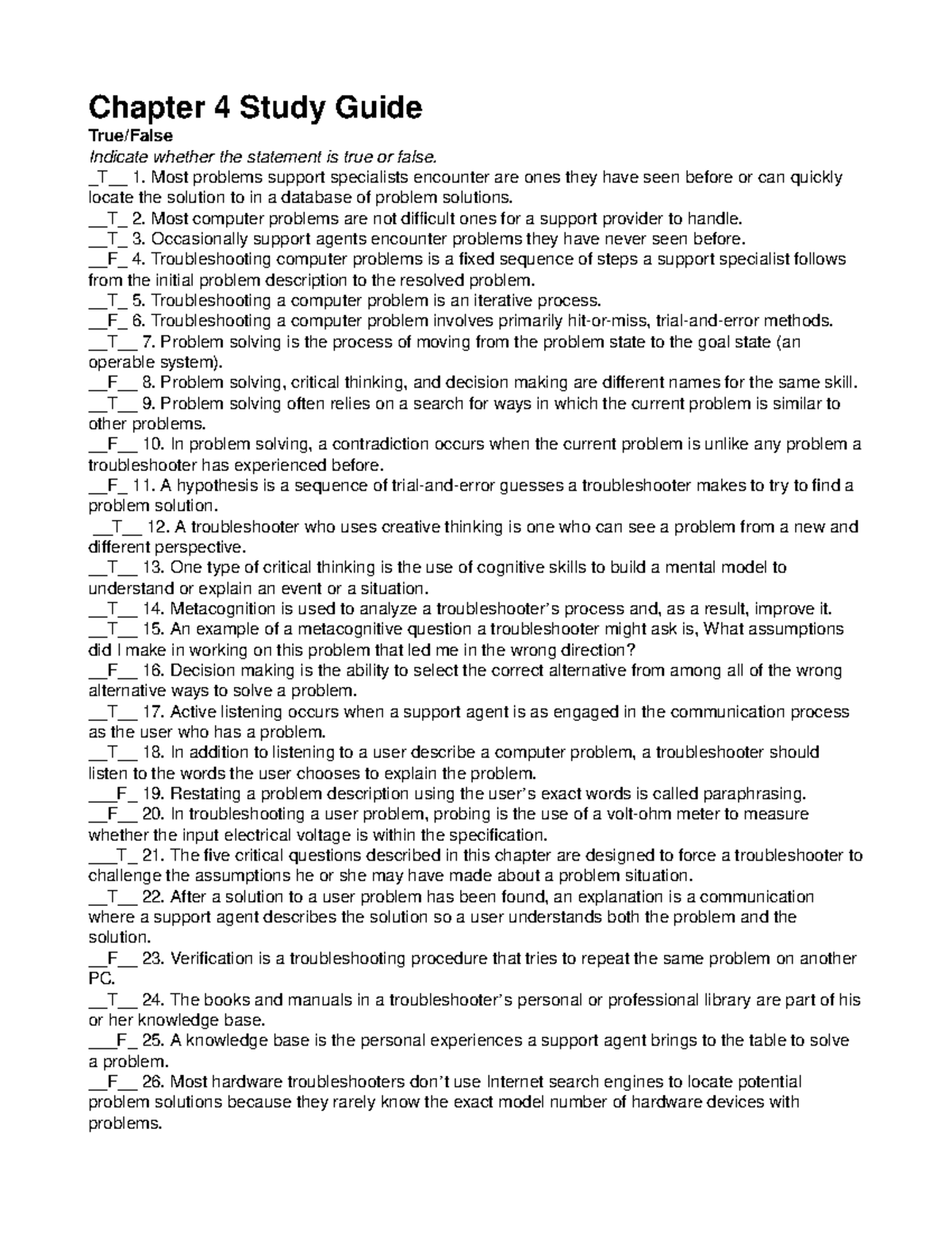 HD CH4 Study Guide - Computers - Chapter 4 Study Guide True/False ...