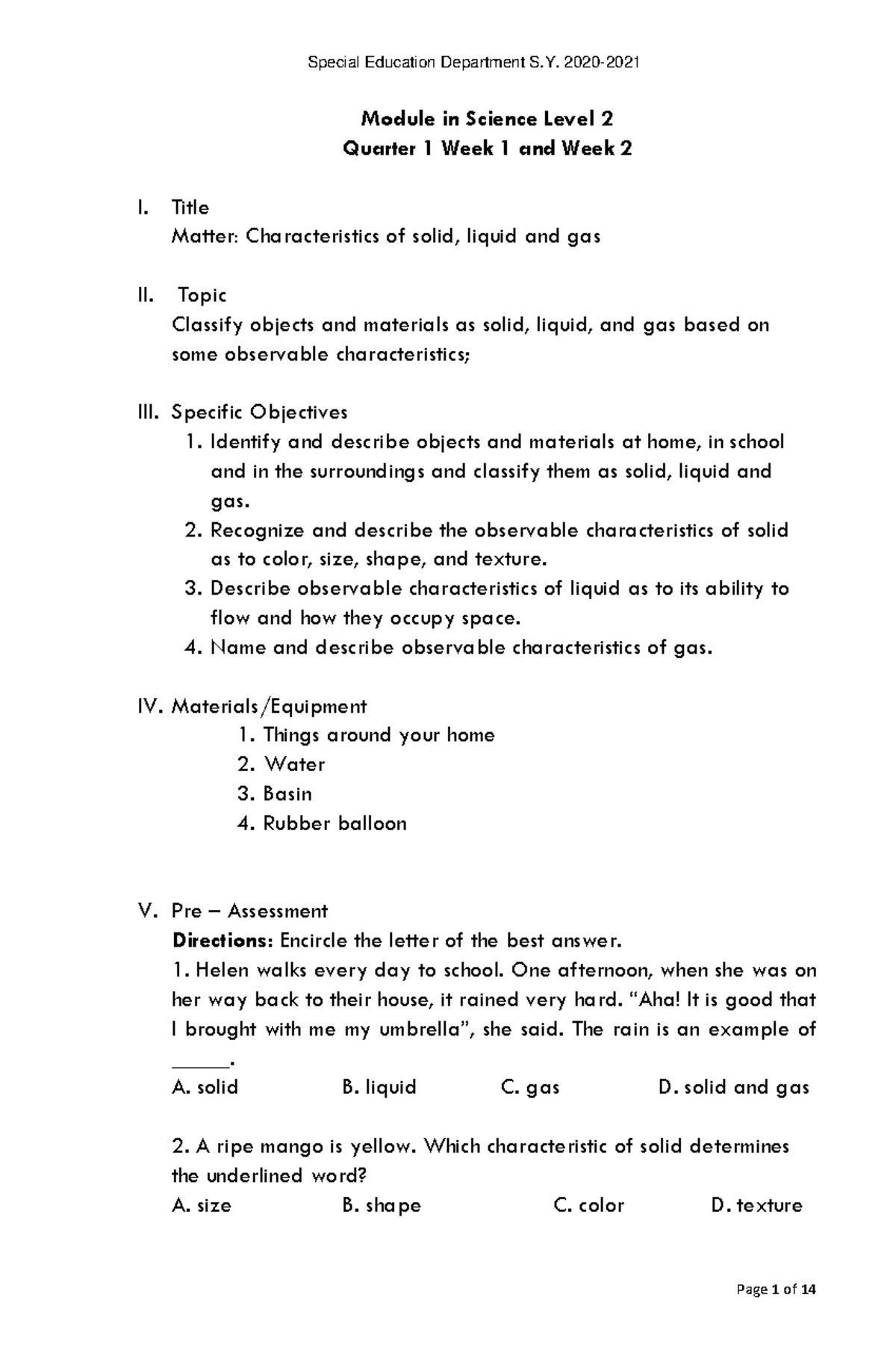 Science Module Level 2 Q1W1W2 Special Education Department S 2020 science-module-level-2-q1w1w2-special-education-department-s-2020