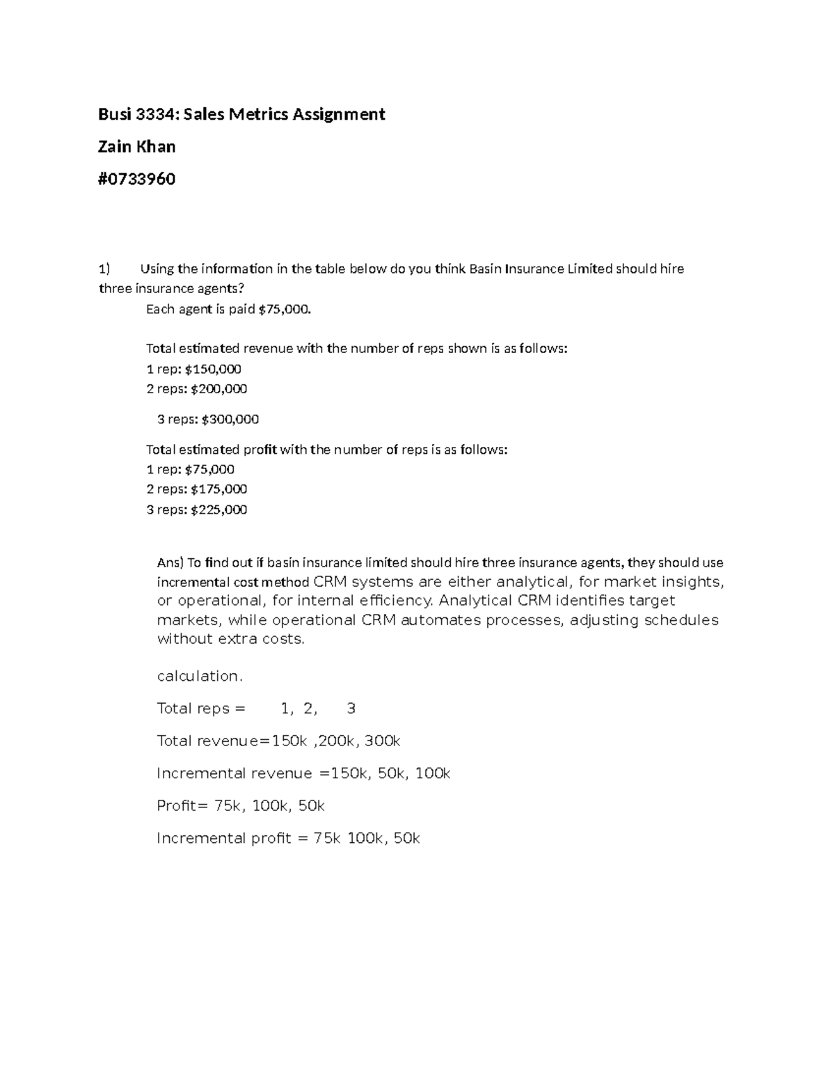 Busi 3334 - Sales Metrics Assignment zain - Busi 3334: Sales Metrics ...
