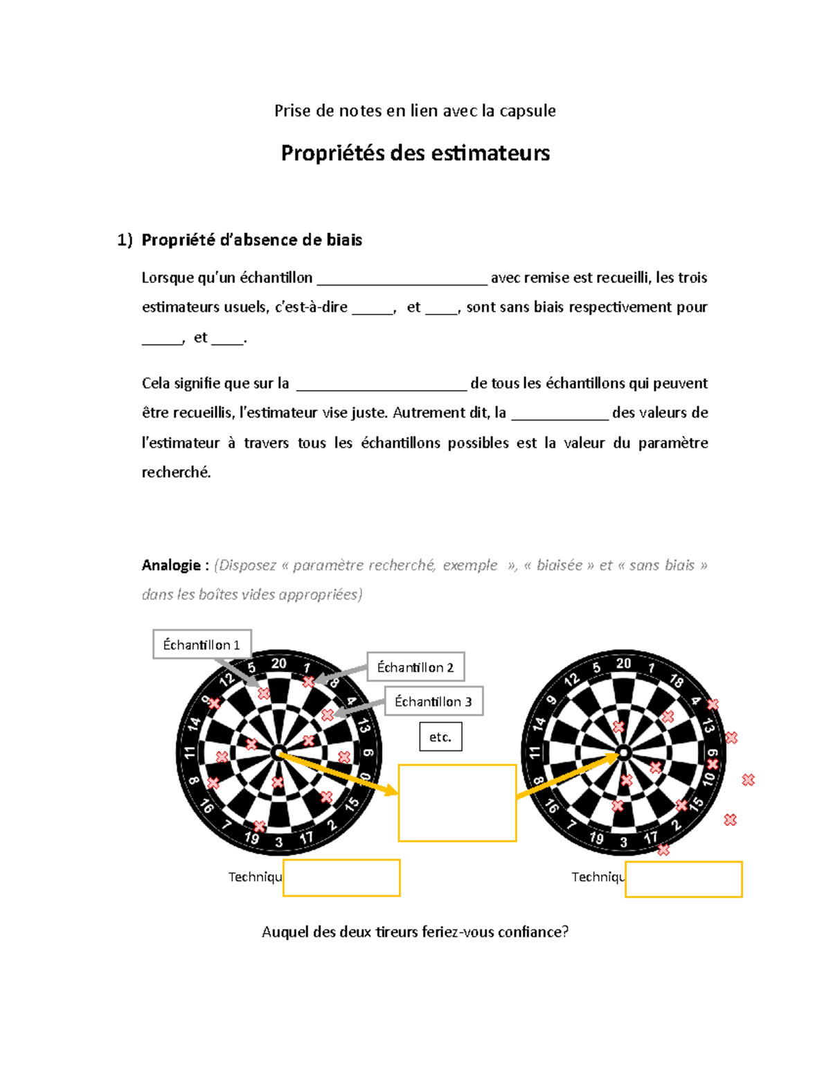 Les propriétés des estimateurs Notes de cours - Échantillon 2 ...